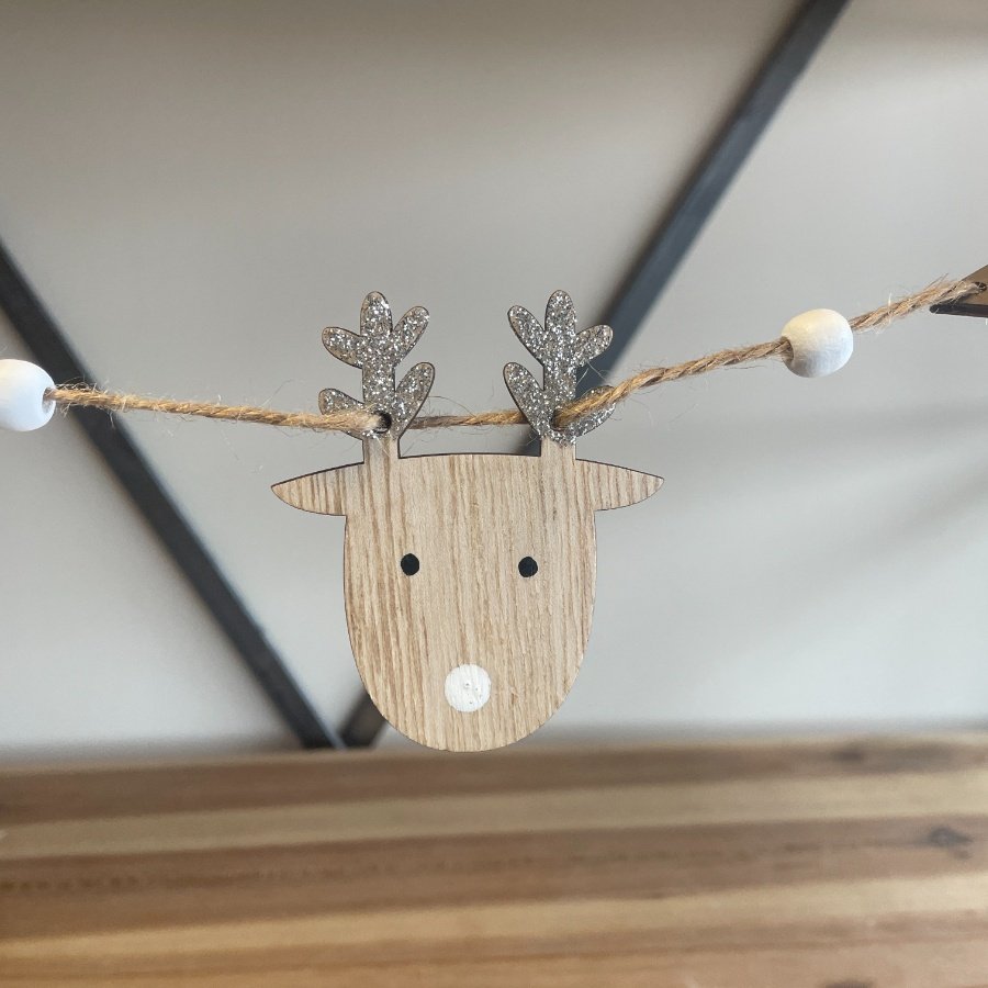Tree and Reindeer Natural Wood Garland | | Christmas Decorations ...