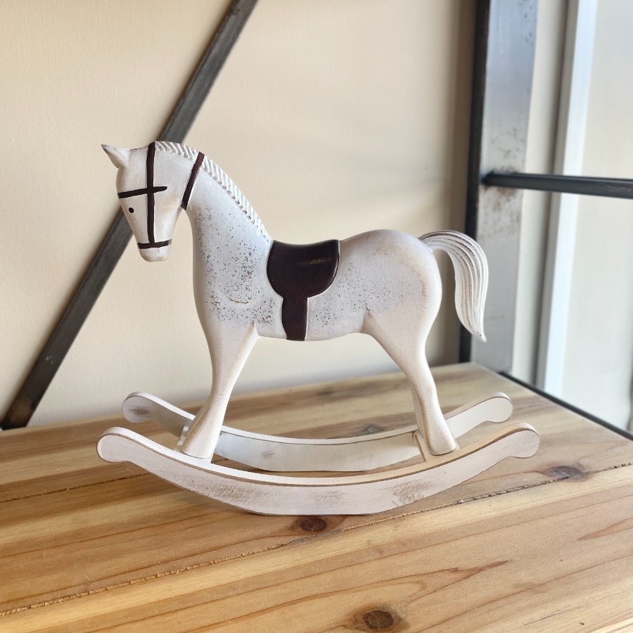 Rustic White Rocking Horse, 27cm | 55187 | Christmas / Standing ...