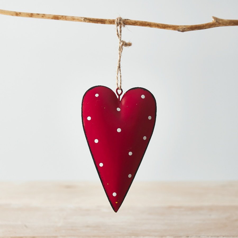 Red Metal Heart With Dotted Print, 11cm | 55203 | Christmas / Hanging ...