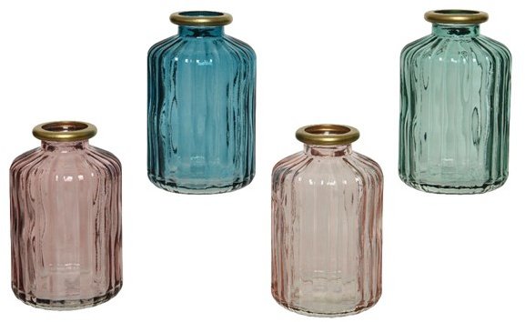 Four Assorted Coloured Glass Vases, 10cm | 55576 | Interior Decor ...