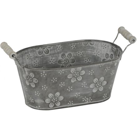 Floral Grey Trough Planter, 10cm | 56172 | Outdoor Living / Planters ...