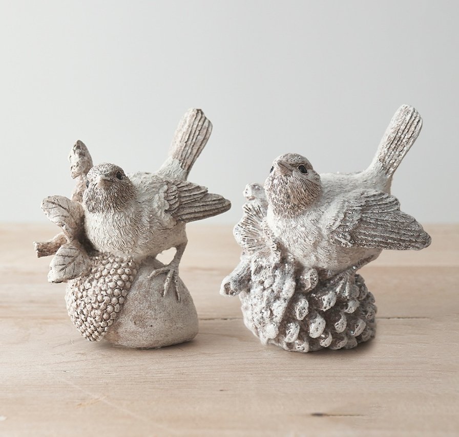 10cm 2 Assorted Ceramic Birds With Acorn And Pinecone | 57345 ...