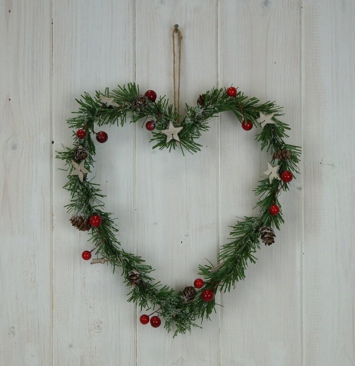 Heart Wreath With Faux Foliage | | Christmas Decorations / Wreaths ...