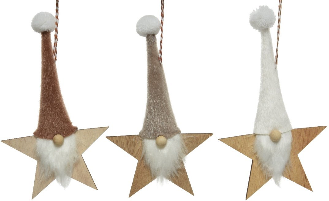 Hanging Gonk Star Decorations 3 Assorted, 20cm | 57849 | Christmas ...