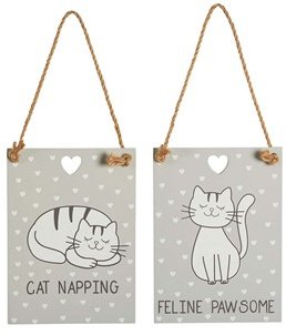 Sign704 / Cute Cat Sign, 2 Assorted | 61150 | Homeware / Decorative ...