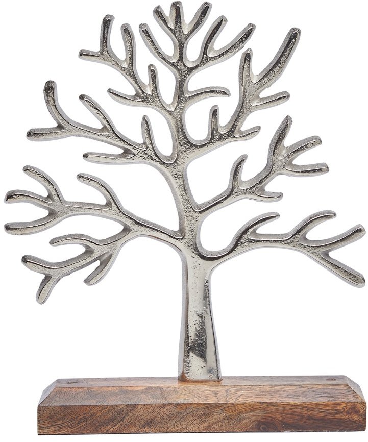 Silver Metal Tree on Wooden Base | 61327 | Interior Decor / Home ...