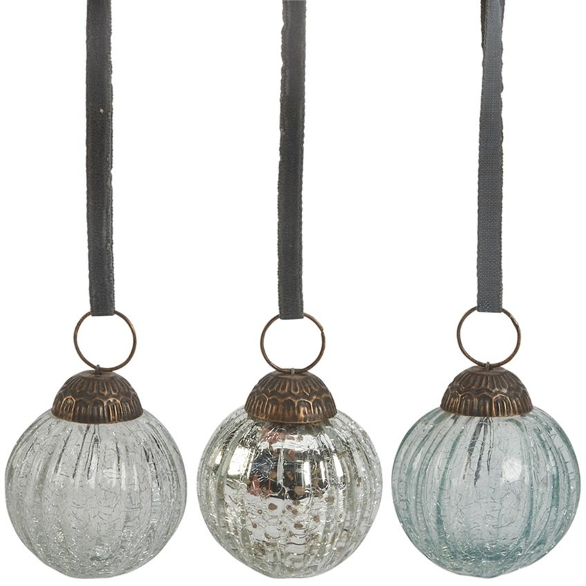 Three Assorted Cracked Glass Bauble | | Christmas Decorations / Baubles ...