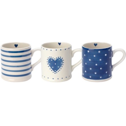 Blue & White Pattern Mugs, 3 Assorted | 61471 | Kitchen & Table / Mugs ...