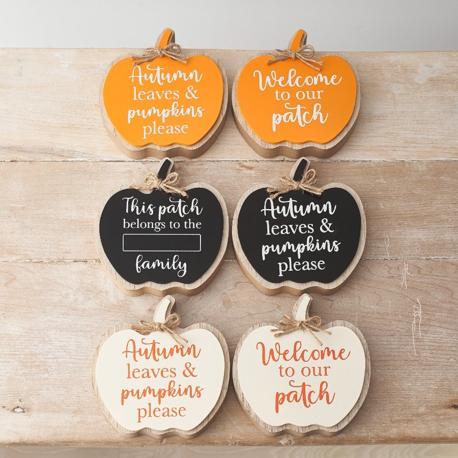PL204757 - Our Patch Pumpkin Block Sign, Cream | | Autumn & Halloween ...