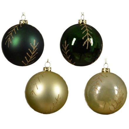 Green Leaf Design Bauble Mix | 61975 | Christmas / Baubles | Rosefields