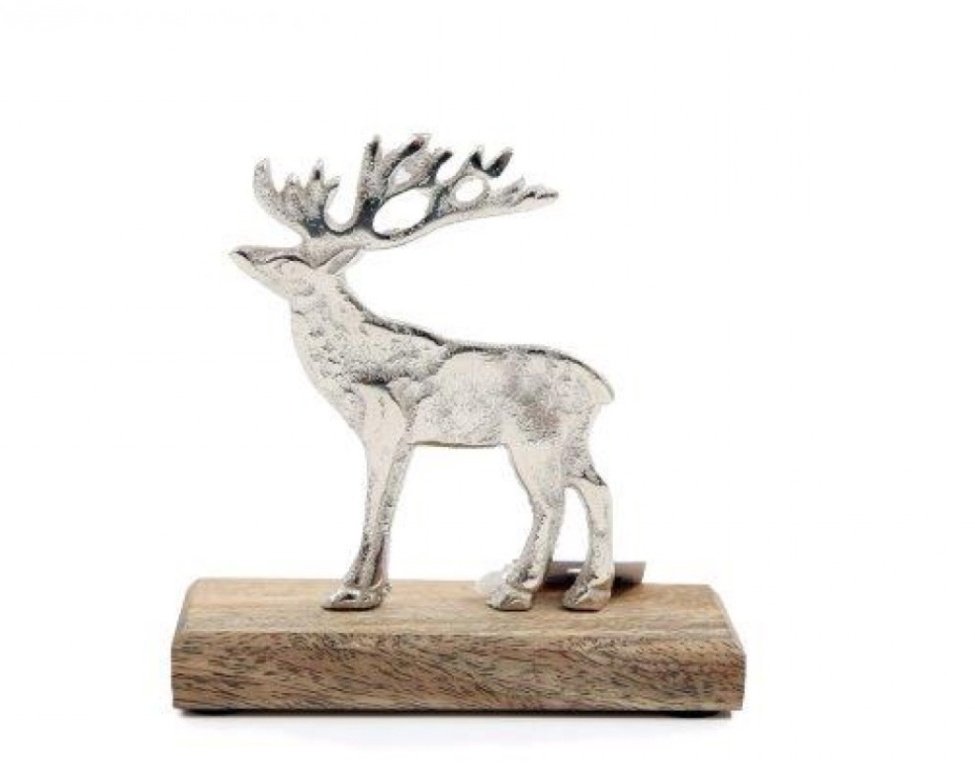 OR6278 / Silver Stag on Wood, 12cm | 62252 | Christmas / Ornaments ...