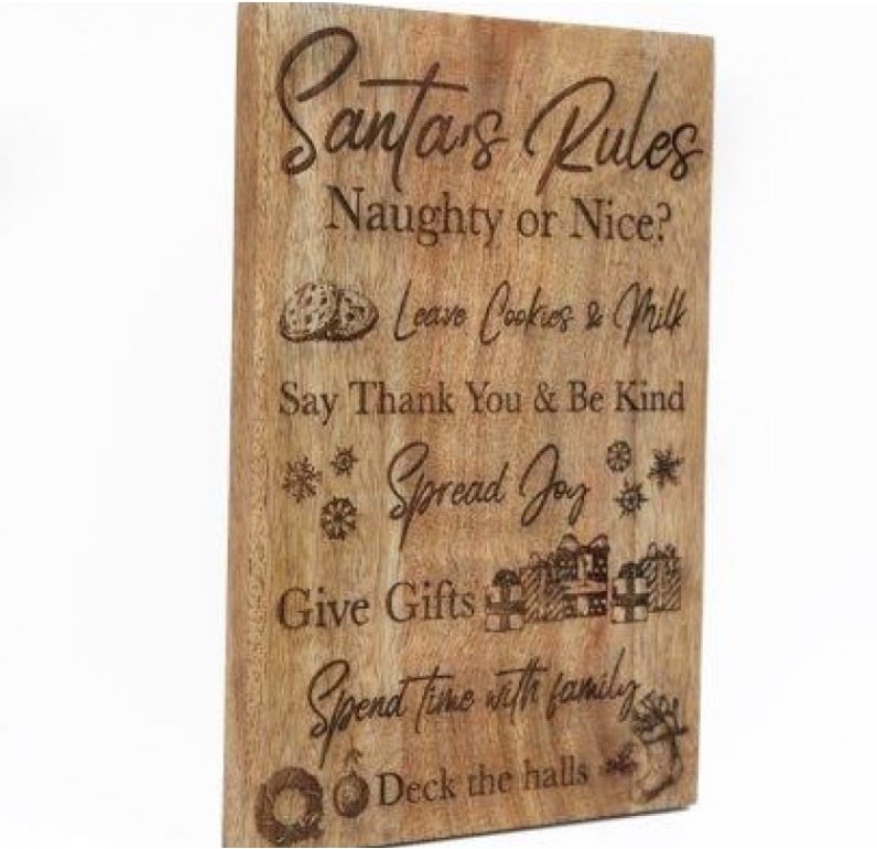 Santas Rules Plaque 20x30cm | | | Noël & Co