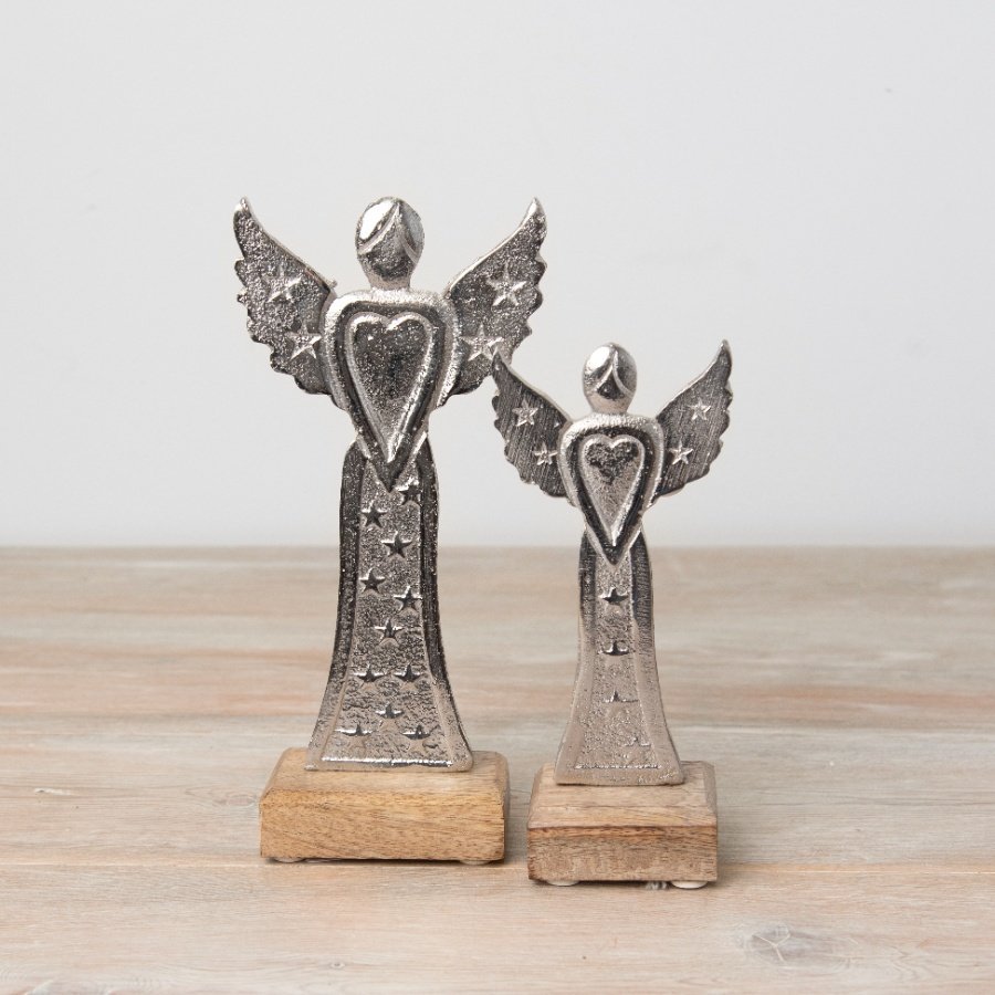 Metal Angel On Wooden Base 22cm | 63015 | Christmas / Ornaments ...