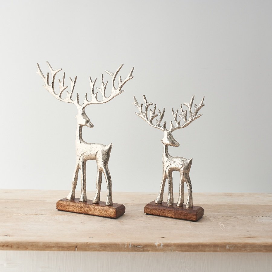 Standing Silver Reindeer with Bold Antlers, 30cm | 63094 | Christmas ...