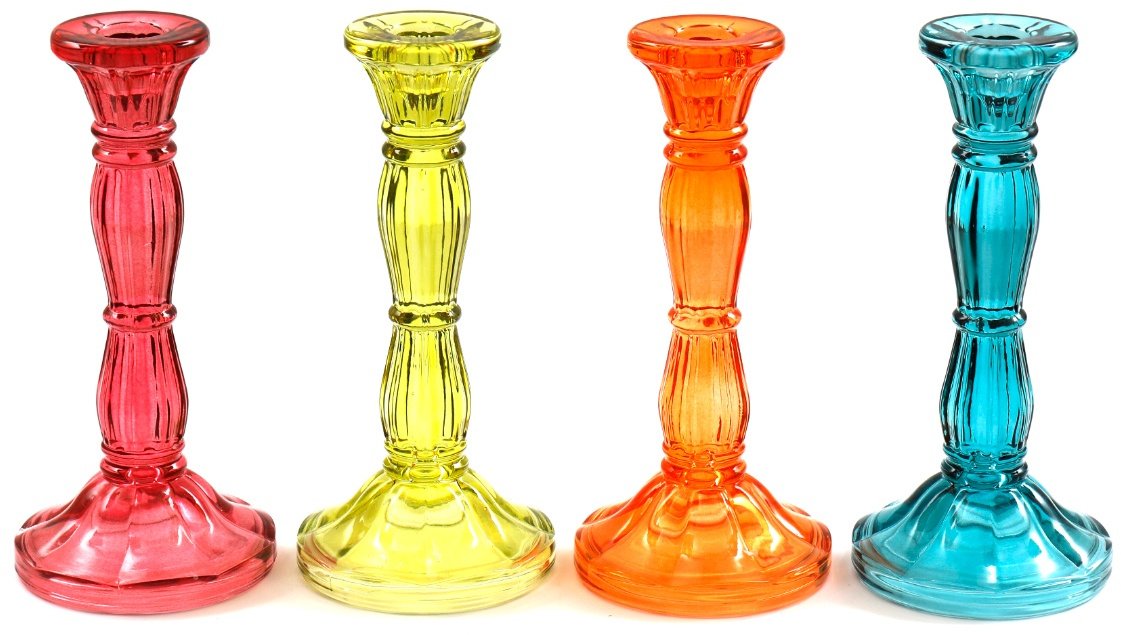 TJBH163 / Ribbed Glass Candle Stick, 20cm | 63566 | Interior Decor ...