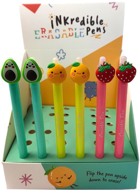 3A Erasable Pen With Fruit Topper | 64410 | Cards, Stationery, Crafts ...