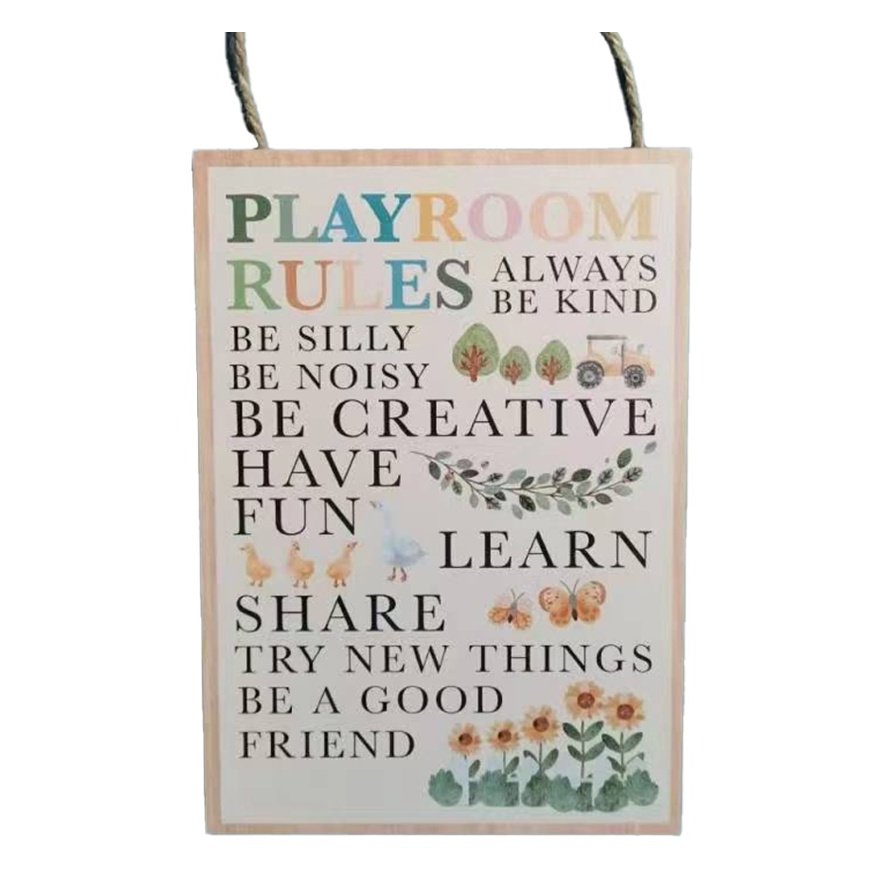 PL449133 - Wooden Playroom Rules Plaque | | | Portland Living