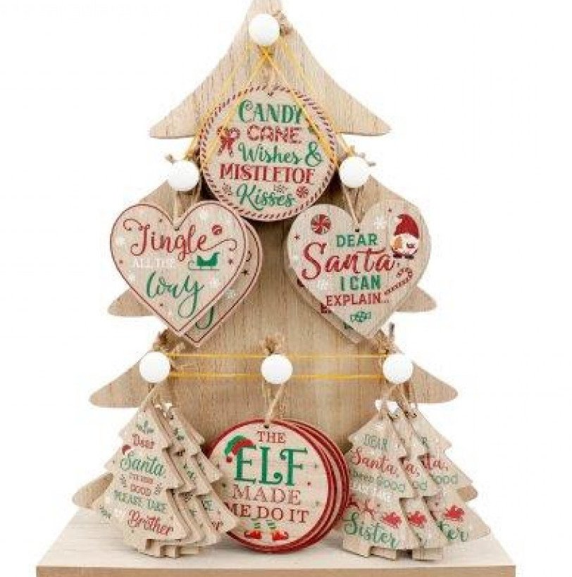Wooden Hanging Decorations w/ Tree Stand | | Christmas Decorations ...