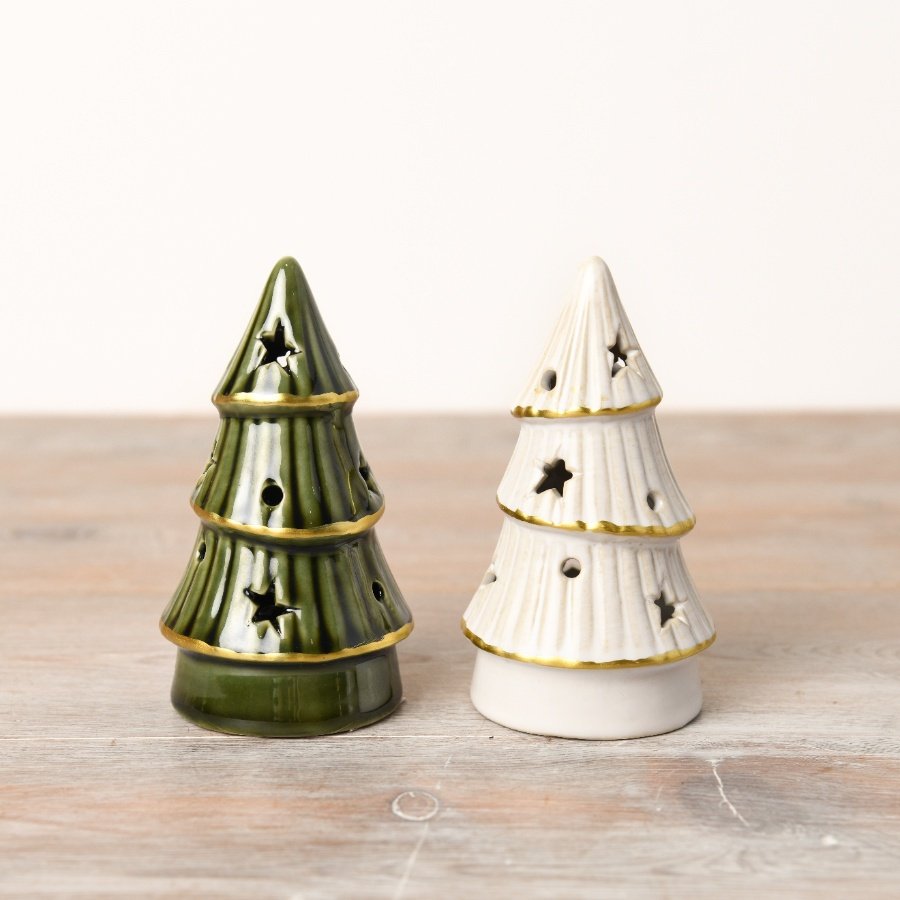 PL029495 - Ceramic Forest Green LED Tree 11cm | | Christmas / Light Up ...