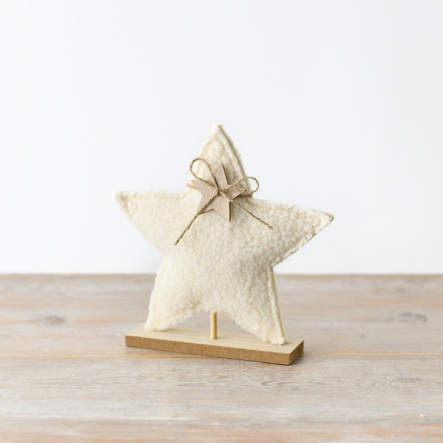 13.5cm Sherpa Star Mounted on Wooden Base | 67204 | Christmas ...