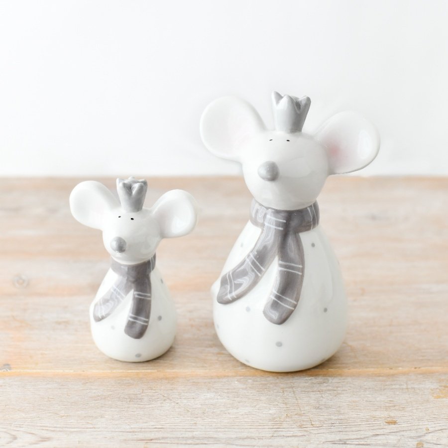 PL028704 - 15cm Ceramic Mouse with Crown and Scarf Design | | Christmas ...