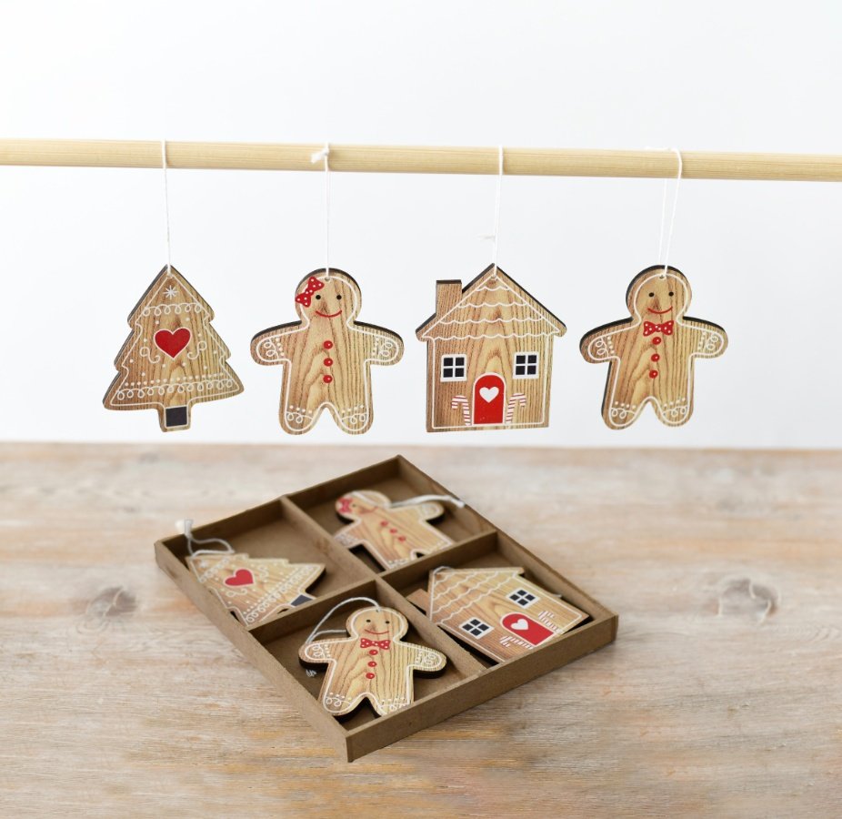 PL079744 - Wooden Gingerbread Pack of 8 Hangers | | Christmas / Hanging ...