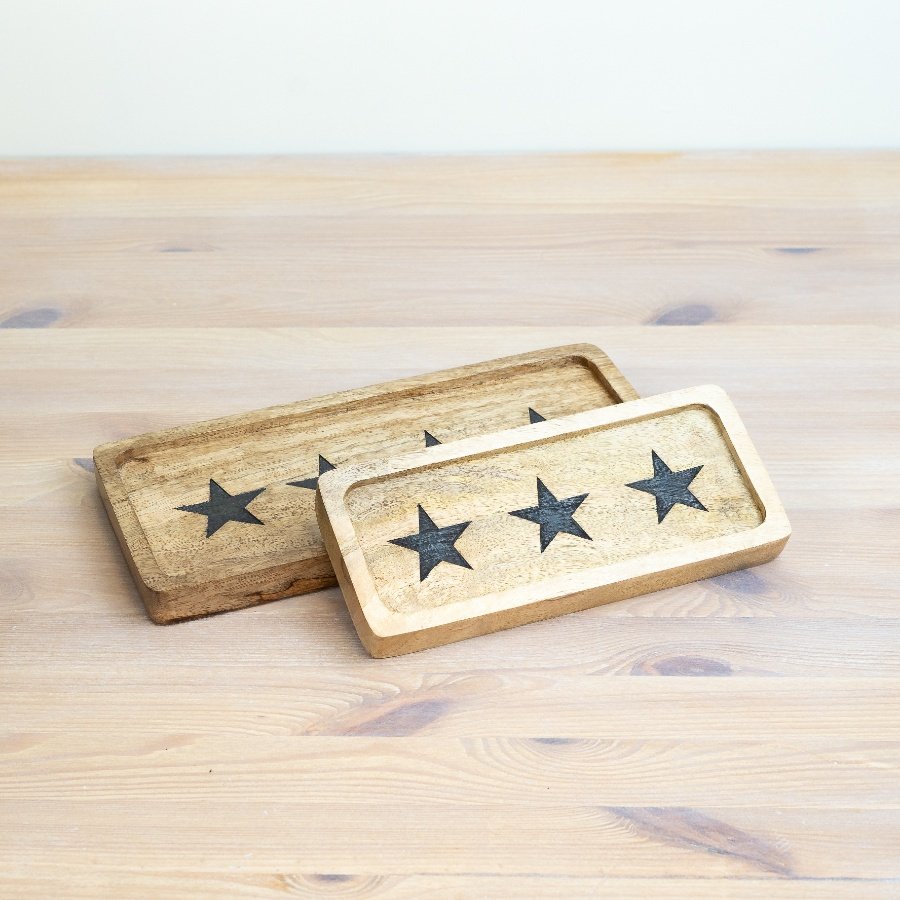 PL0610052 - 30cm Wooden Serving Tray with Star Design | | Everyday ...