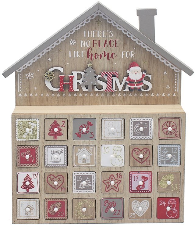 Christmas Wooden House Advent Calendar, 35cm | | Christmas Decorations ...