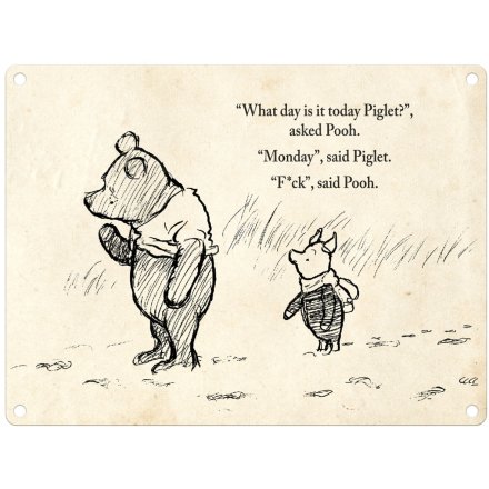 Winnie The Pooh Monday Mini Dangler Sign | 72645 | Signs & Plaques ...