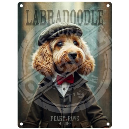 Large Metal Labradoodle Peaky Paws Sign, 40cm | 72968 | | Rosefields