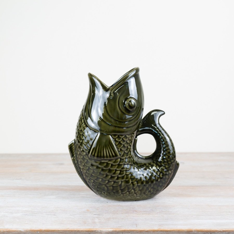 Green Fish Vase, Dark Green, 24.7cm | 73351 | Homeware / Jugs & Vases ...