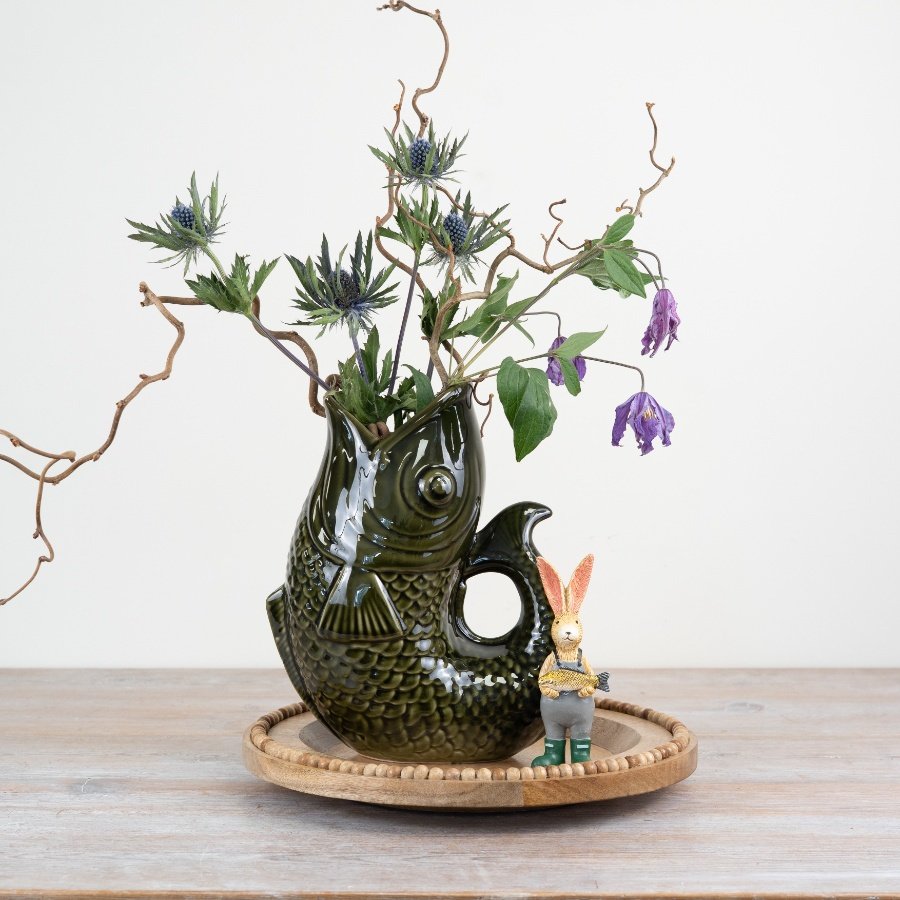 Green Fish Vase, Dark Green, 24.7cm | 73351 | Homeware / Jugs & Vases ...
