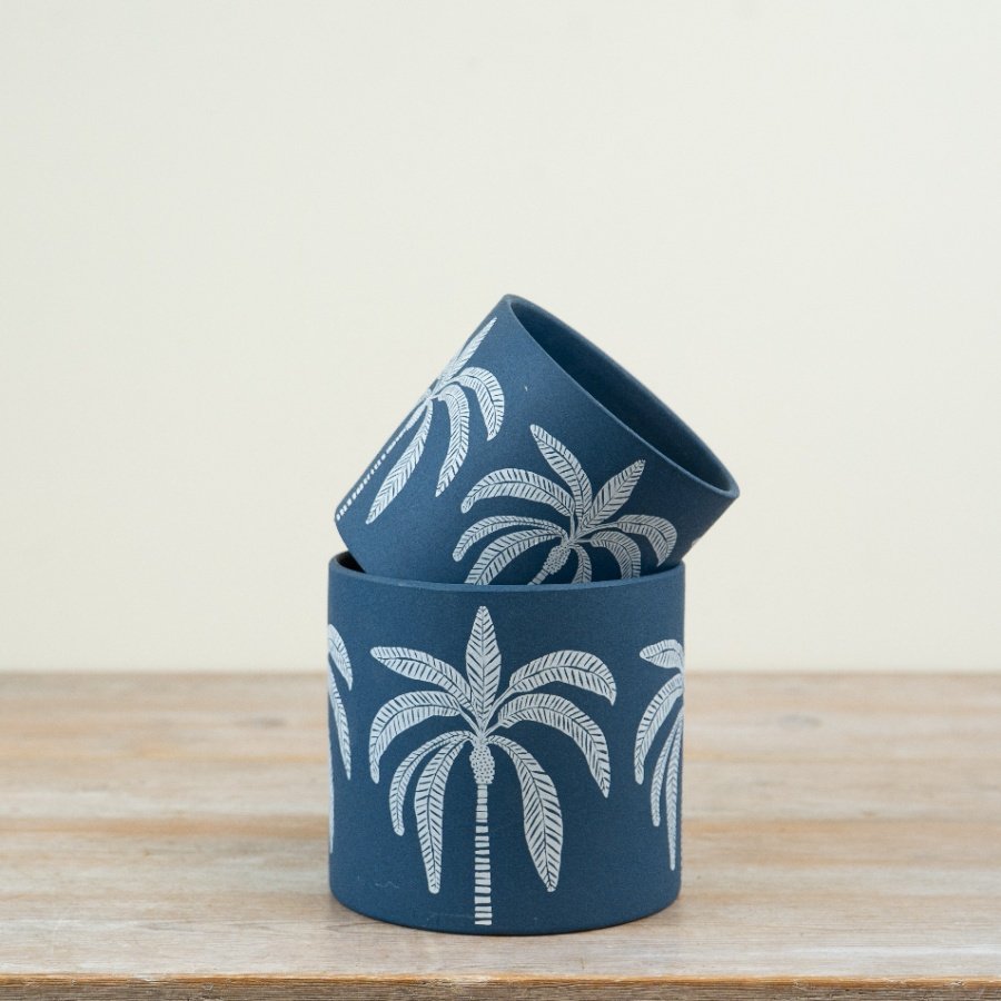 PL17019671 - Palm Tree Planter 13.5cm Blue | | Everyday / Jugs, Vases ...