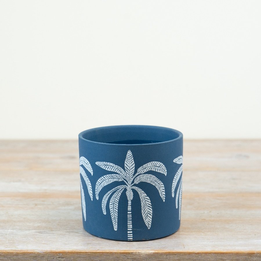 PL17019671 - Palm Tree Planter 13.5cm Blue | | Everyday / Jugs, Vases ...